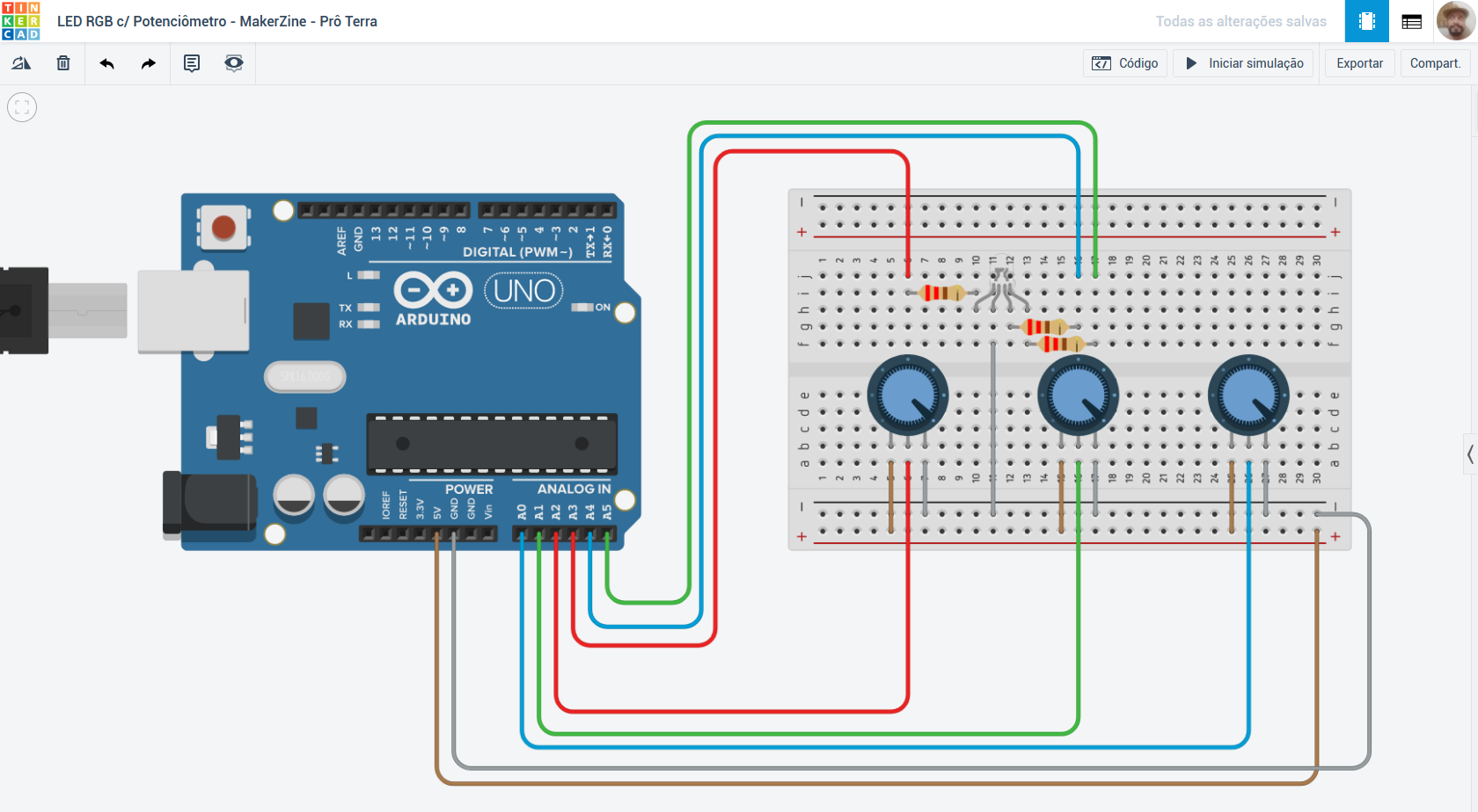 LED RGB controlado por potenciômetros – MakerZine